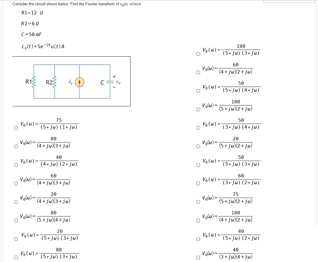 Solved Consider the circuit shown below. Find the Fourier | Chegg.com