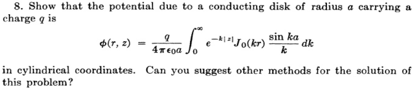 Solved Show that the potential due to a conducting disk of | Chegg.com