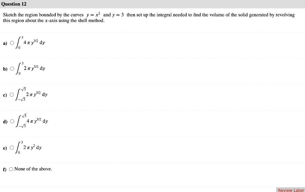 Solved Sketch the region bounded by the curves y=x2 and y=3 | Chegg.com