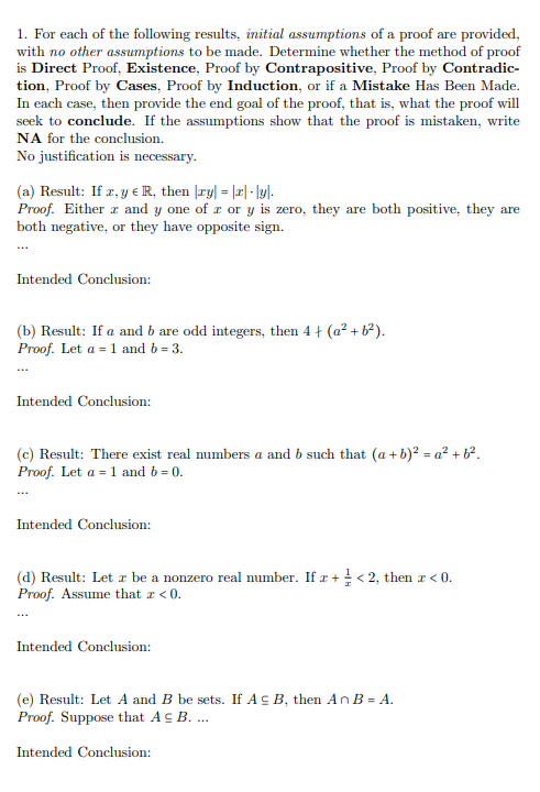 Solved 1. For each of the following results, initial | Chegg.com