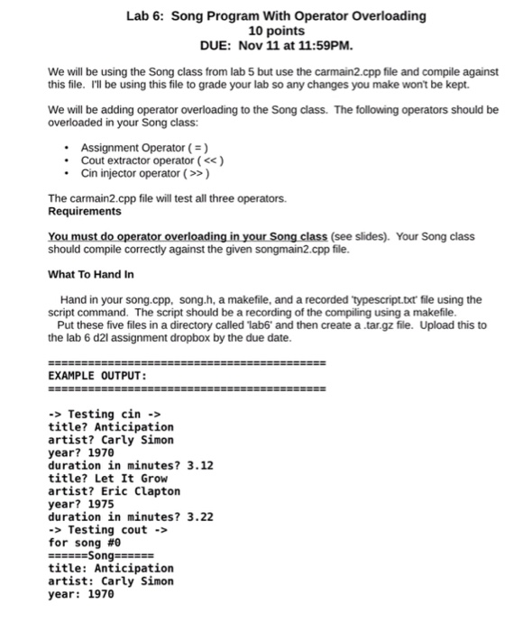 Solved I have 3 class files. Songmain.cpp, song.cpp , and | Chegg.com