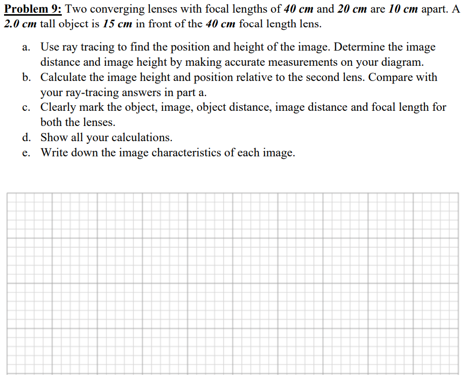 Solved Two converging lenses with focal lengths of 40 | Chegg.com