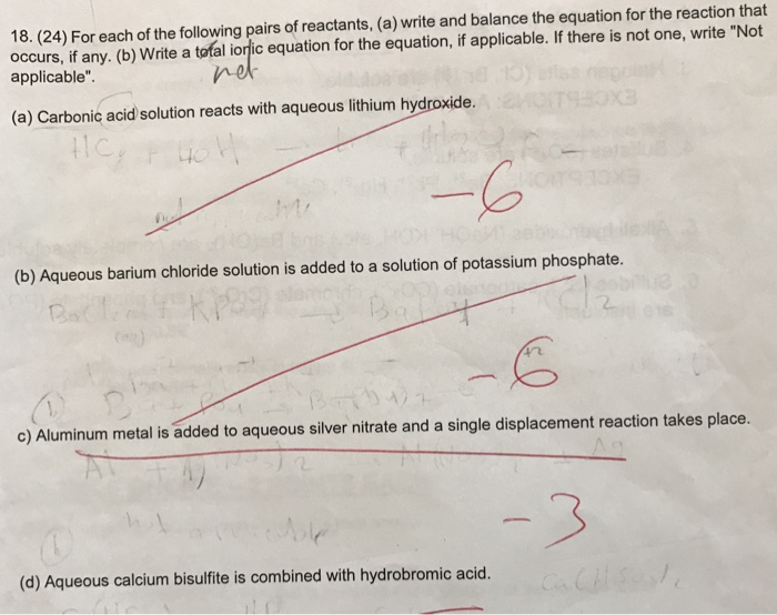 Solved For each of the following pairs of reactants, Write | Chegg.com