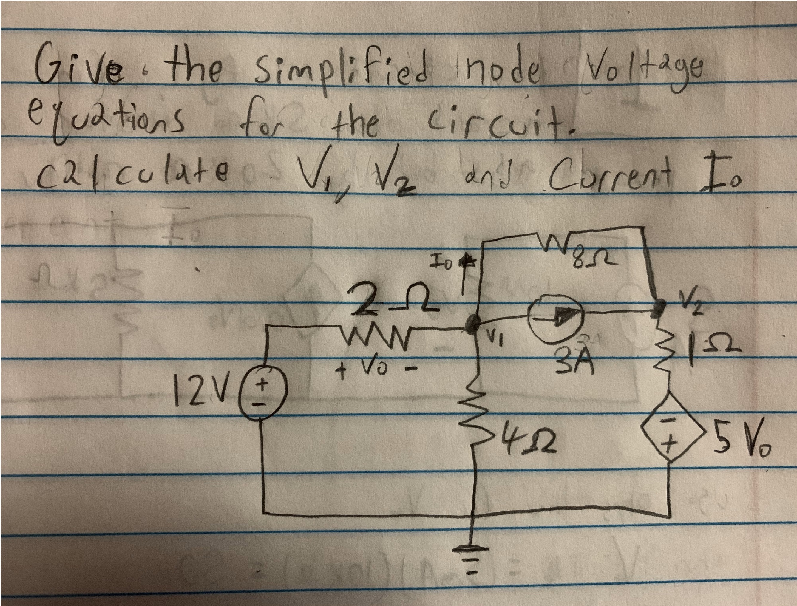 Solved Give the simplified node Voltage equations for the | Chegg.com
