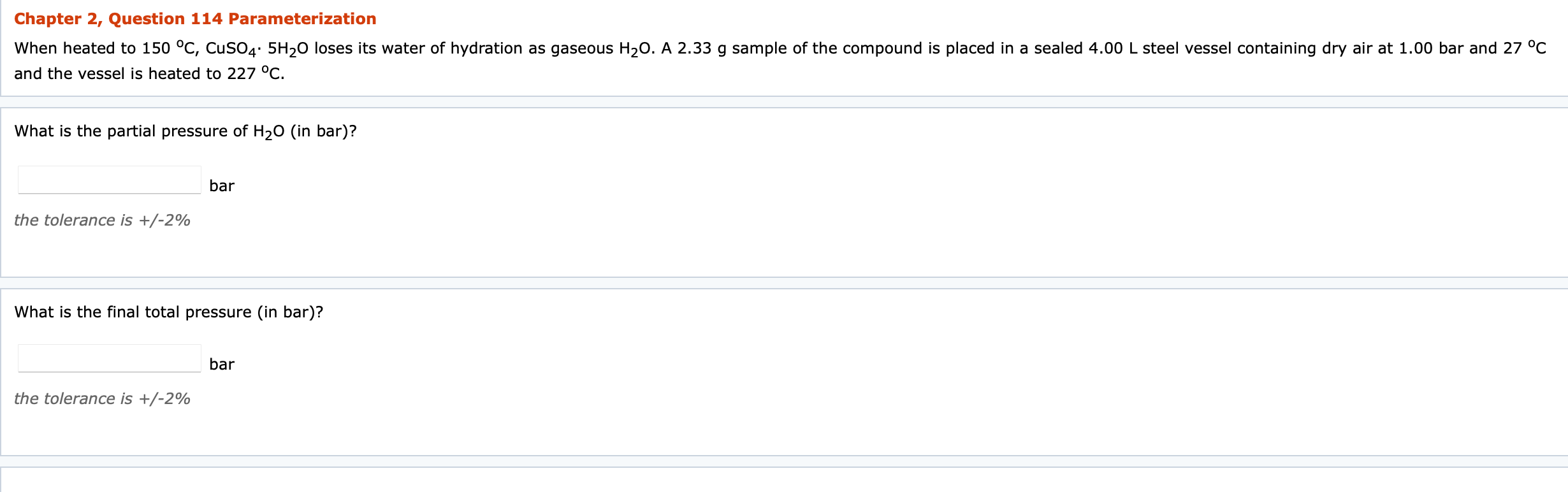 Solved Chapter 2, Question 114 Parameterization When heated | Chegg.com