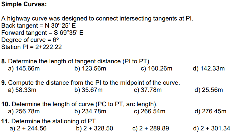 Solved Simple Curves: A highway curve was designed to | Chegg.com