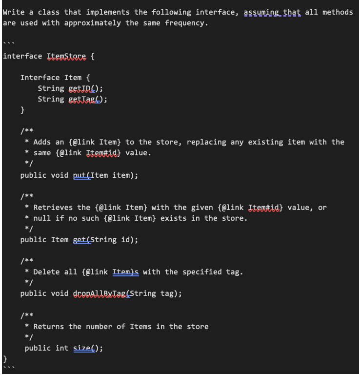 Solved Irite a class that implements the following | Chegg.com