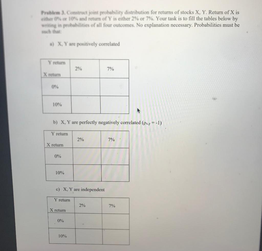 Solved Problem 3. Construct joint probability distribution | Chegg.com
