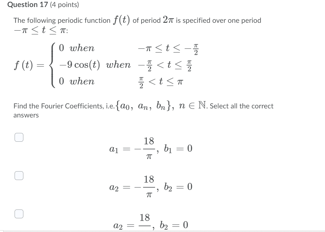 Solved Question 17 (4 points) The following periodic | Chegg.com