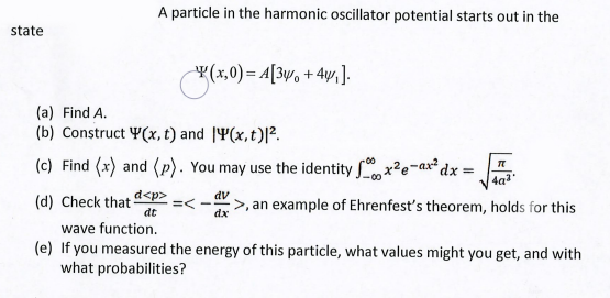 Solved A particle in the harmonic oscillator potential | Chegg.com