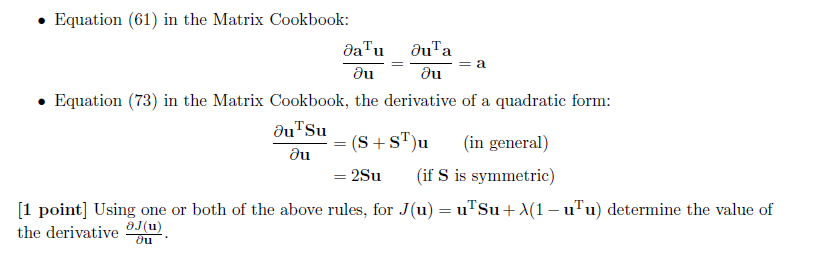 Solved Equation (61) in the Matrix Cookbook: Ou iht Equation | Chegg.com