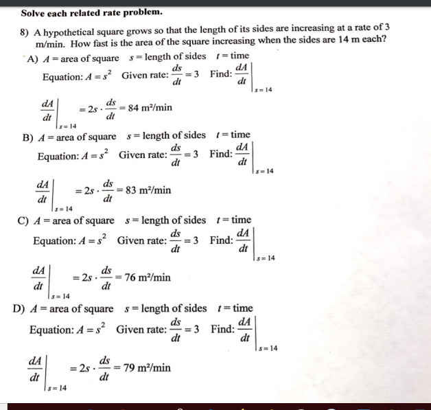 Solved Solve each related rate problem. 8) A hypothetical | Chegg.com