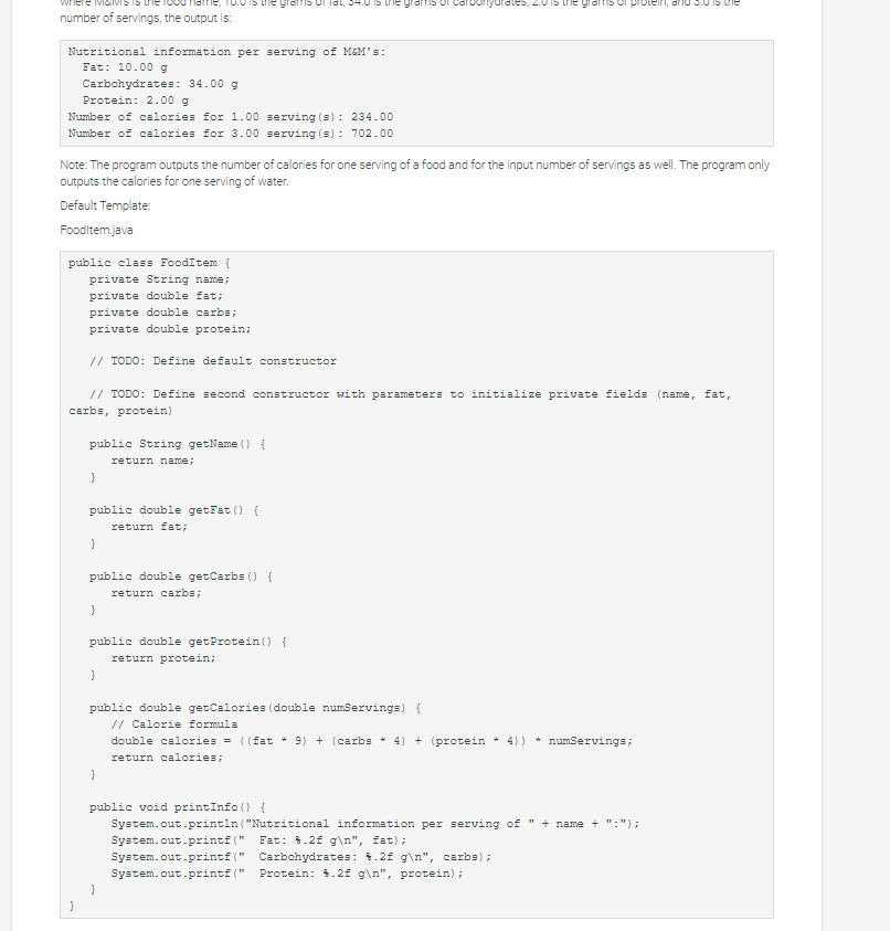 Solved 8.1 LAB (LM): Nutritional information | Chegg.com
