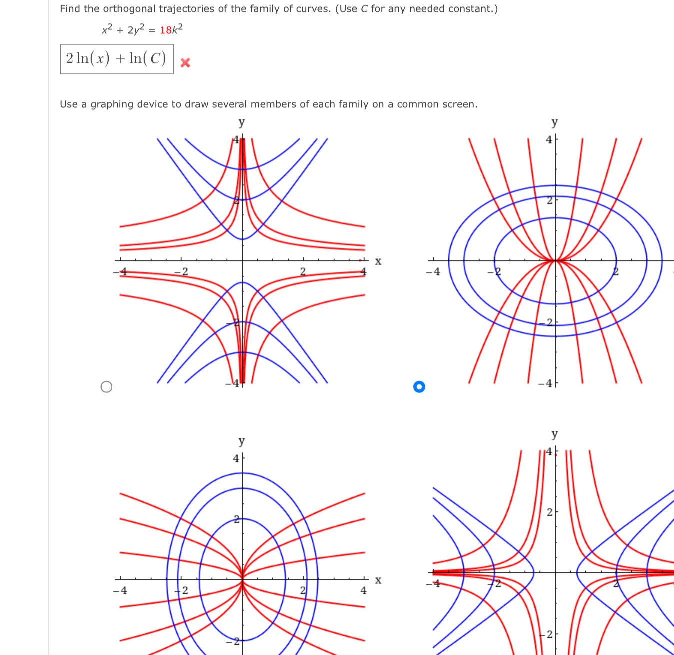 Solved x2+2y2=18k2 Use a graphing device to draw several | Chegg.com
