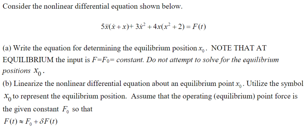 Solved Consider the nonlinear differential equation shown | Chegg.com