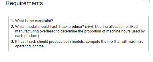 Solved Fast Track produces two types of exercise treadmills: | Chegg.com