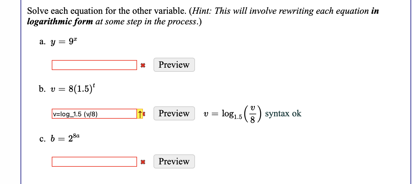 Solved Solve each equation for the other variable. (Hint: | Chegg.com