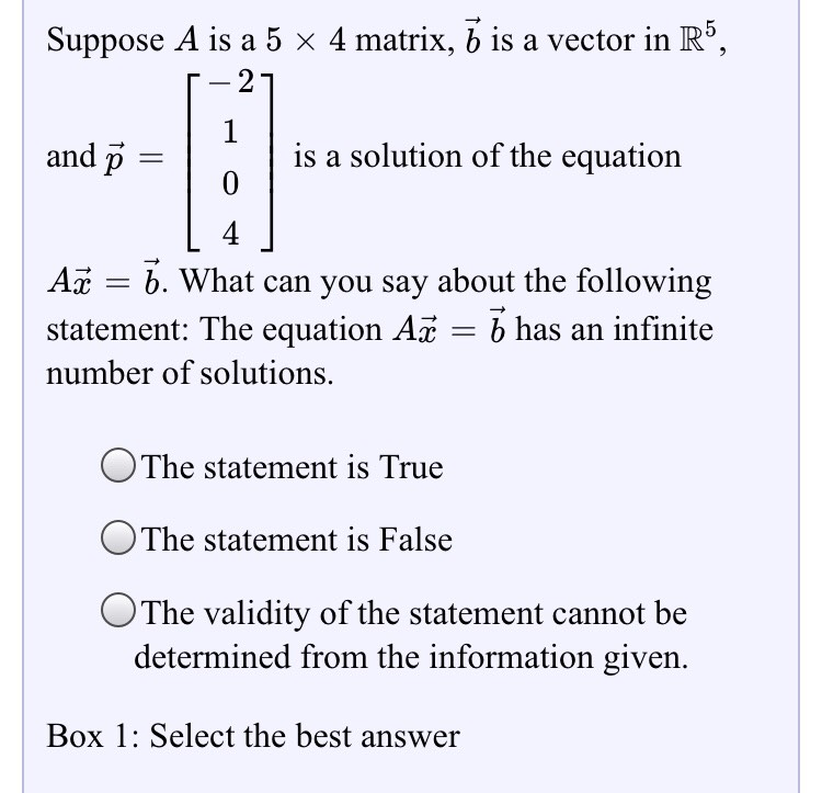 Solved Suppose A is a 5 x 4 matrix, b is a vector in R and y | Chegg.com