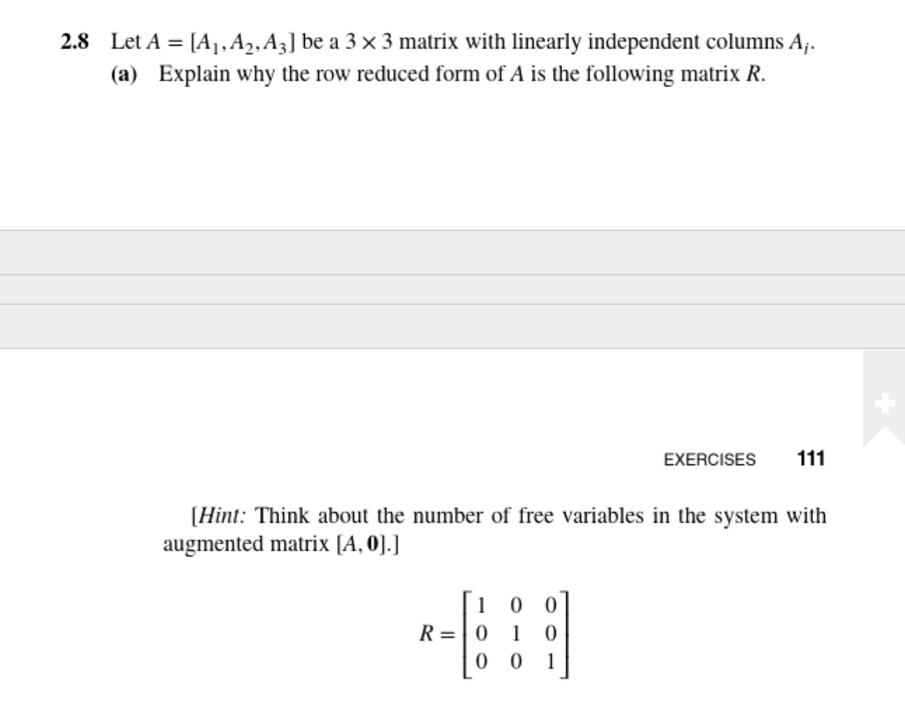 Solved 2.8 Let A=[A1,A2,A3] be a 3×3 matrix with linearly | Chegg.com