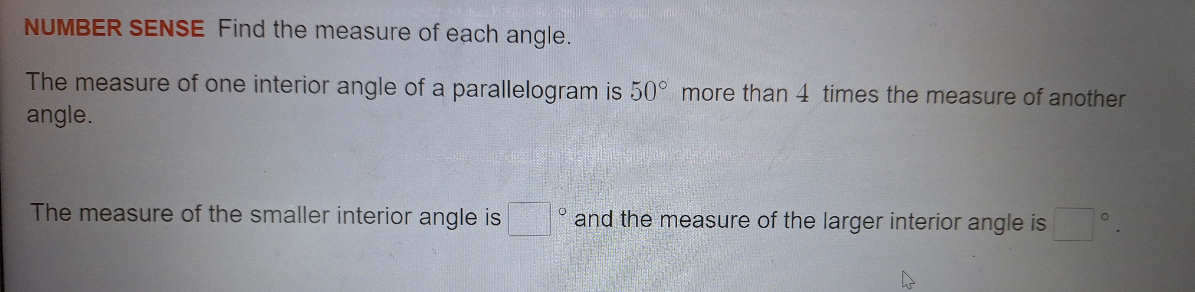 Solved NUMBER SENSE Find the measure of each angle.The | Chegg.com