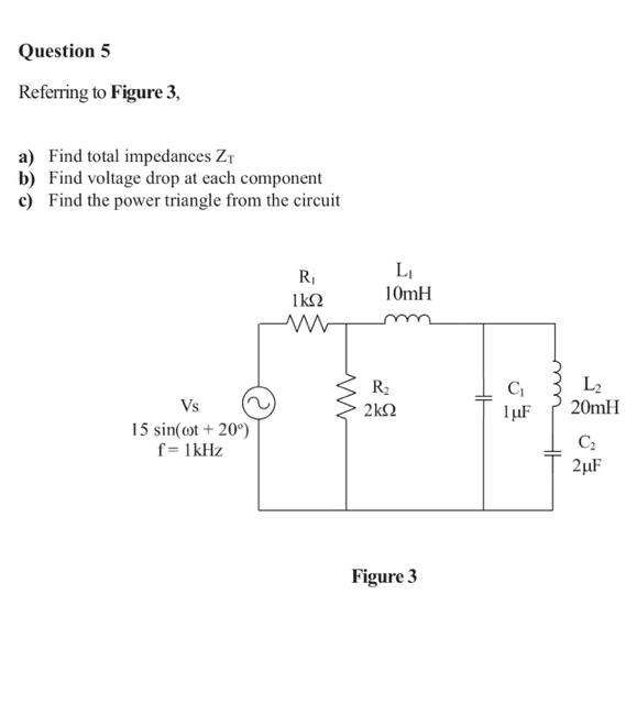 Solved Referring to Figure 3, a) Find total impedances ZT b) | Chegg.com
