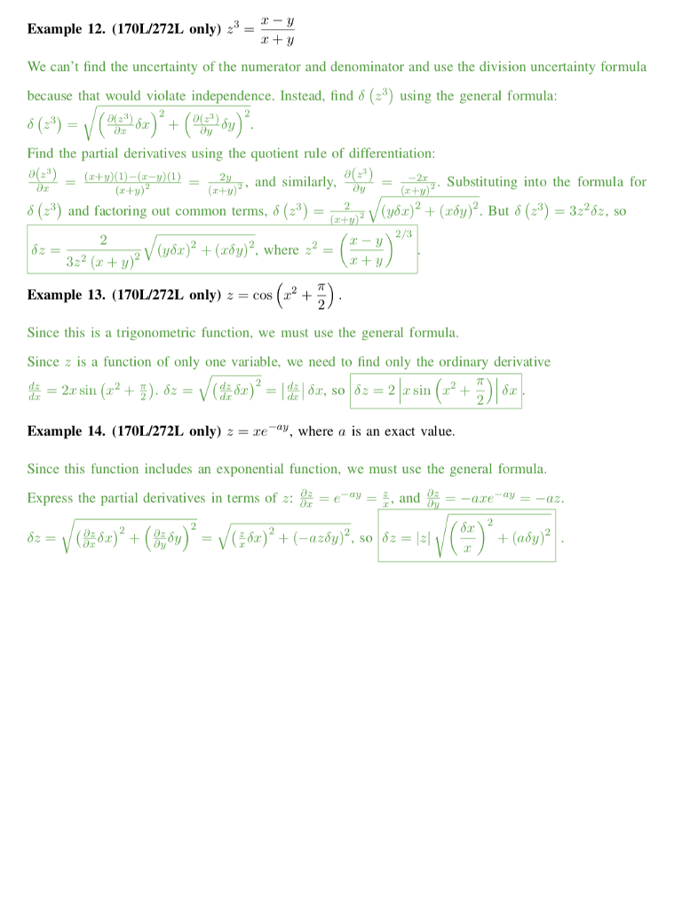 Solved Uncertainty Propagation Examples Instructions * Find | Chegg.com