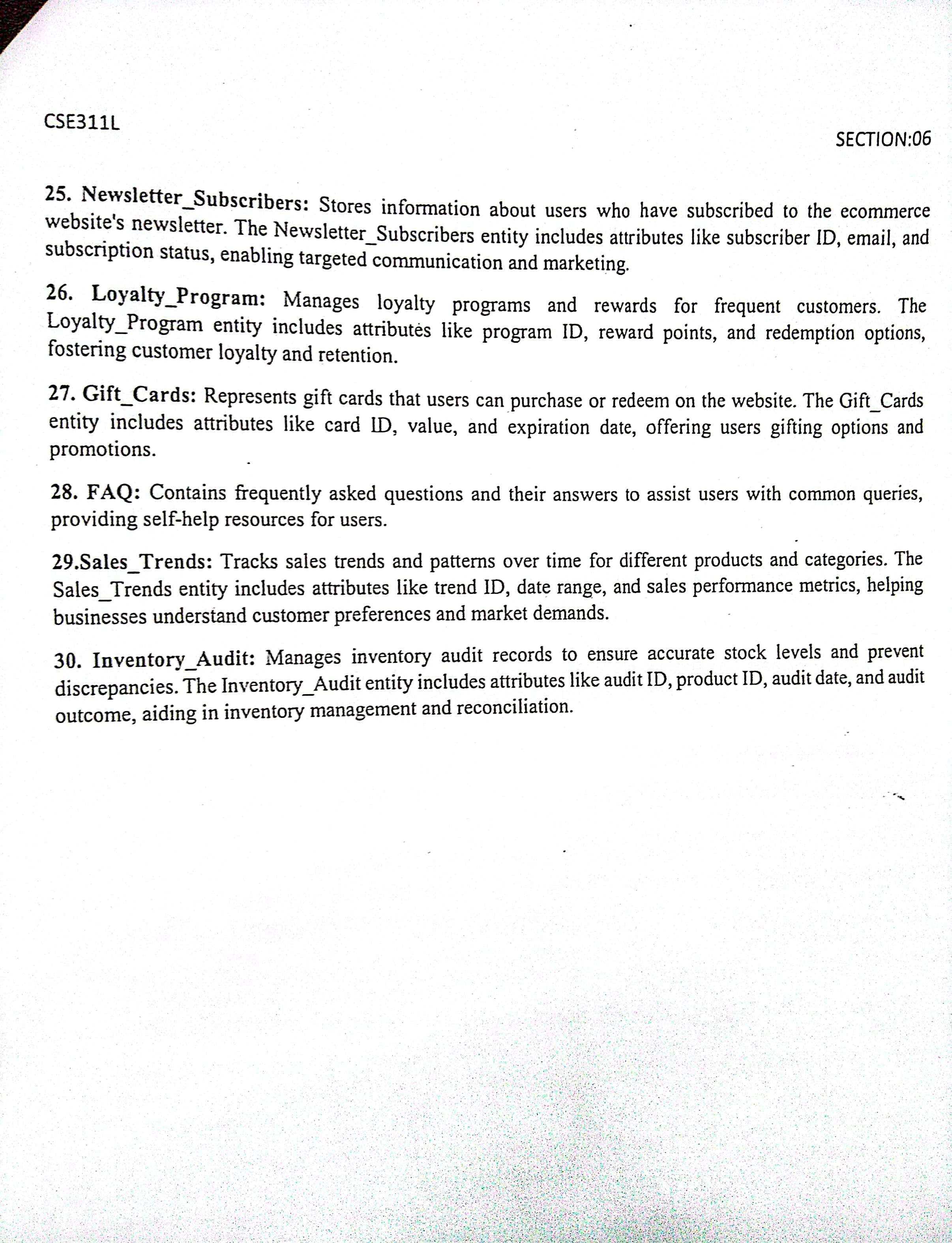 Solved 1. Users: Represents individuals who have registered | Chegg.com