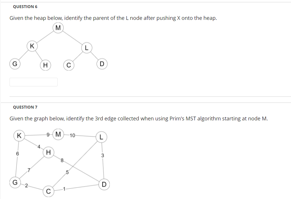 Solved QUESTION 6 Given the heap below, identify the parent | Chegg.com