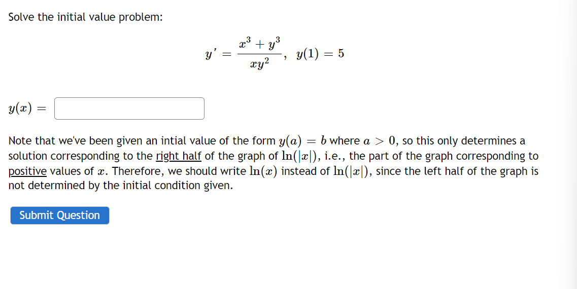Solved Note that we've been given an intial value of the | Chegg.com