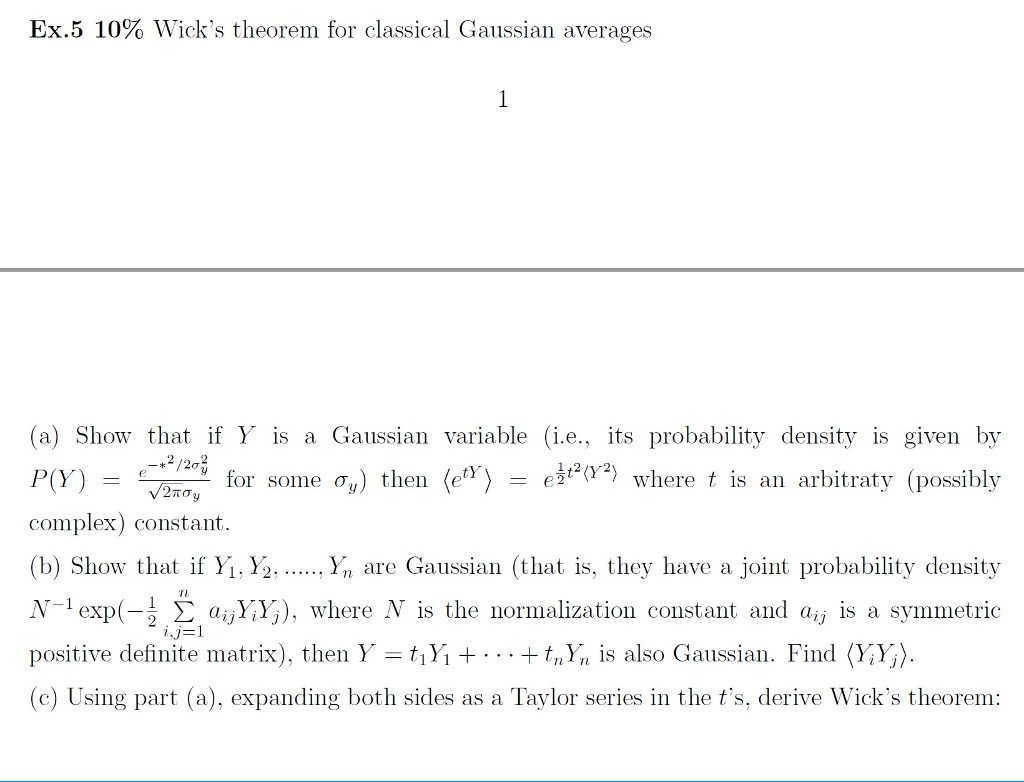Ex.5 10% Wick's theorem for classical Gaussian | Chegg.com