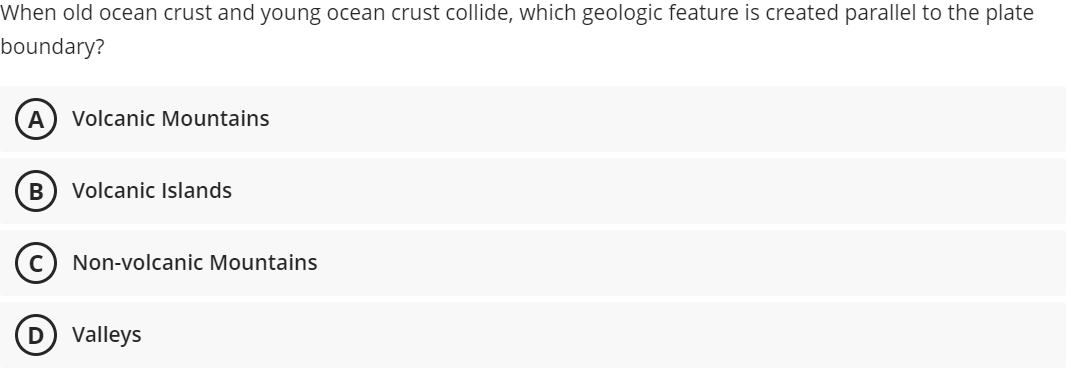 Solved When old ocean crust and young ocean crust collide, | Chegg.com