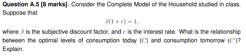 Solved Question A.5 [8 marks]. Consider the Complete Model | Chegg.com