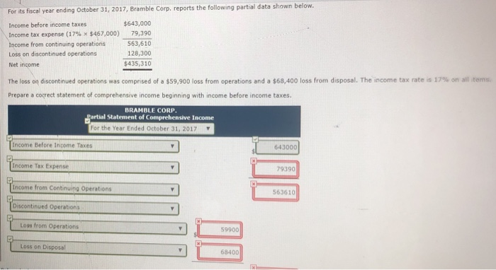 Solved partial data shown below For its fiscal year ending | Chegg.com