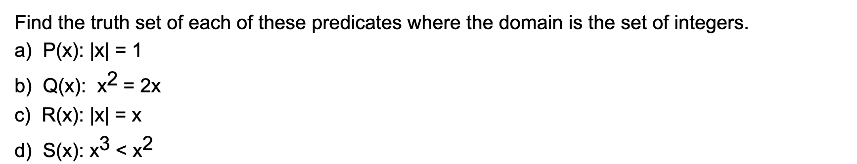 Solved Find the truth set of each of these predicates where | Chegg.com