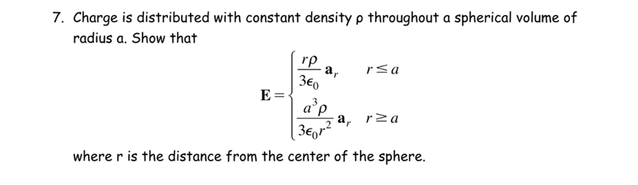 Solved Charge is ﻿distributed with constant density | Chegg.com
