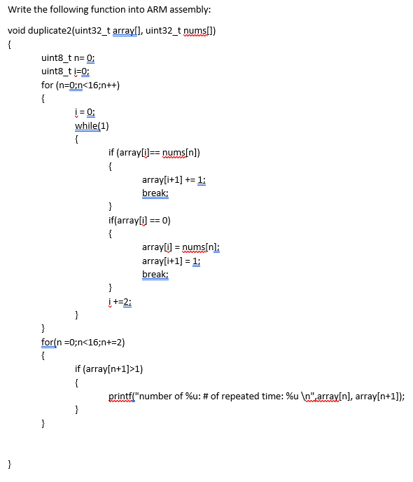 Solved Ite The Following Function Into Arm Assembly D 