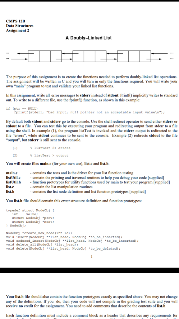 Solved Cmps 12b Data Structures Assignment 2 A Doubly Linked