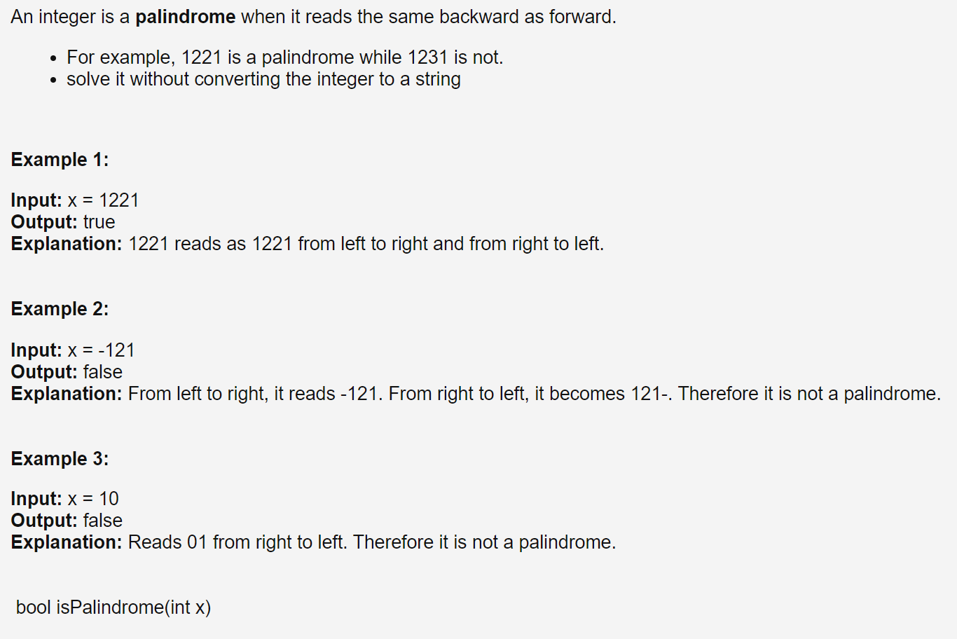 Solved An integer is a palindrome when it reads the same | Chegg.com