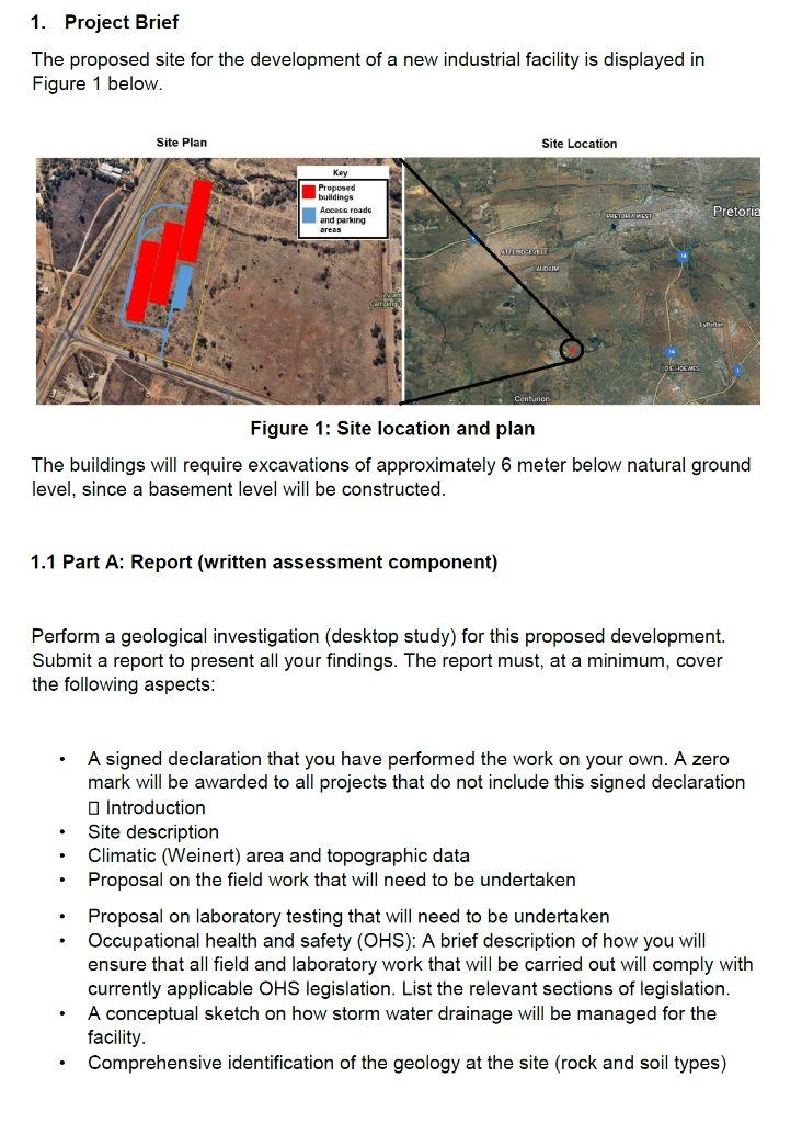 1. Project Brief The proposed site for the | Chegg.com