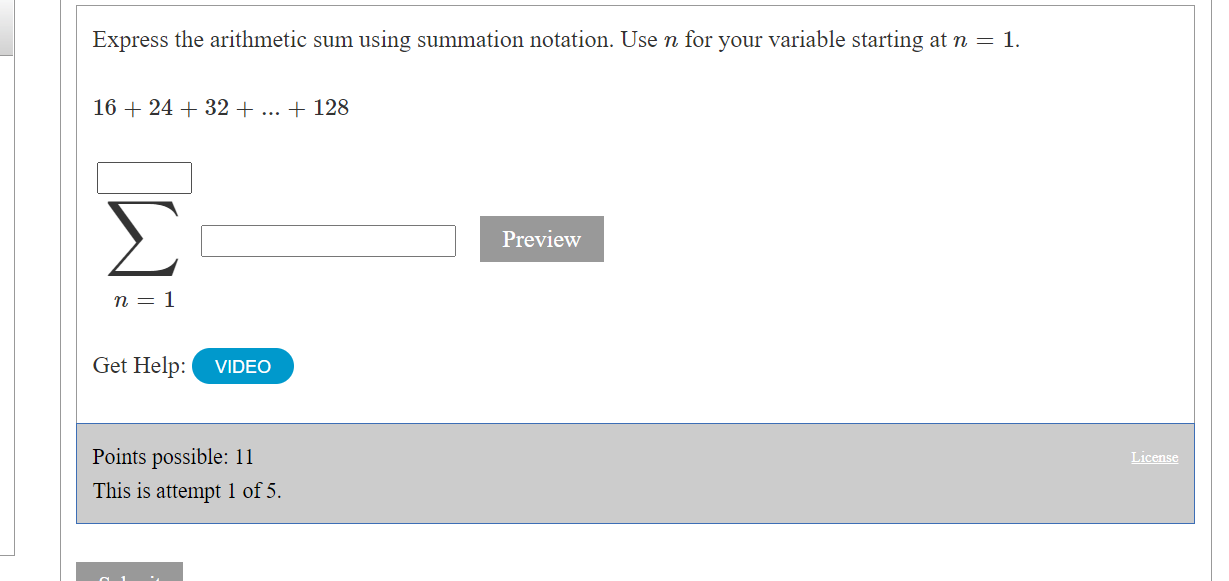 Solved Express The Arithmetic Sum Using Summation Notation 7108