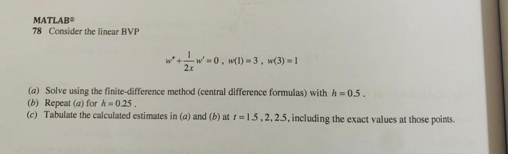 Apply the finite difference method ( central | Chegg.com