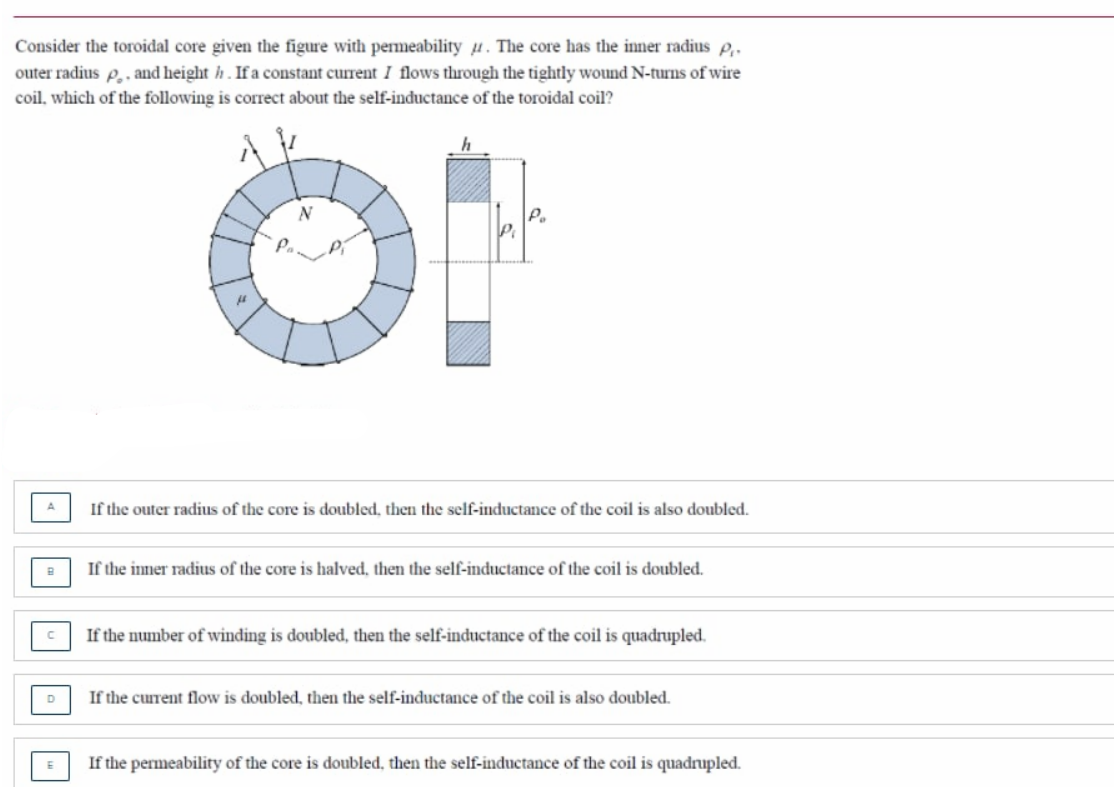 Solved Consider the toroidal core given the figure with | Chegg.com