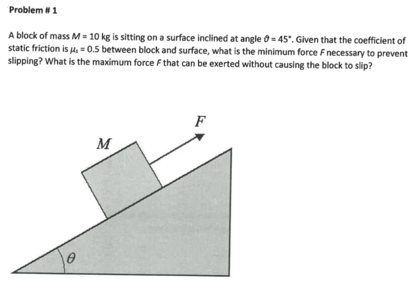 Solved Problem # 1 A block of mass M 10 kg is sitting on a | Chegg.com