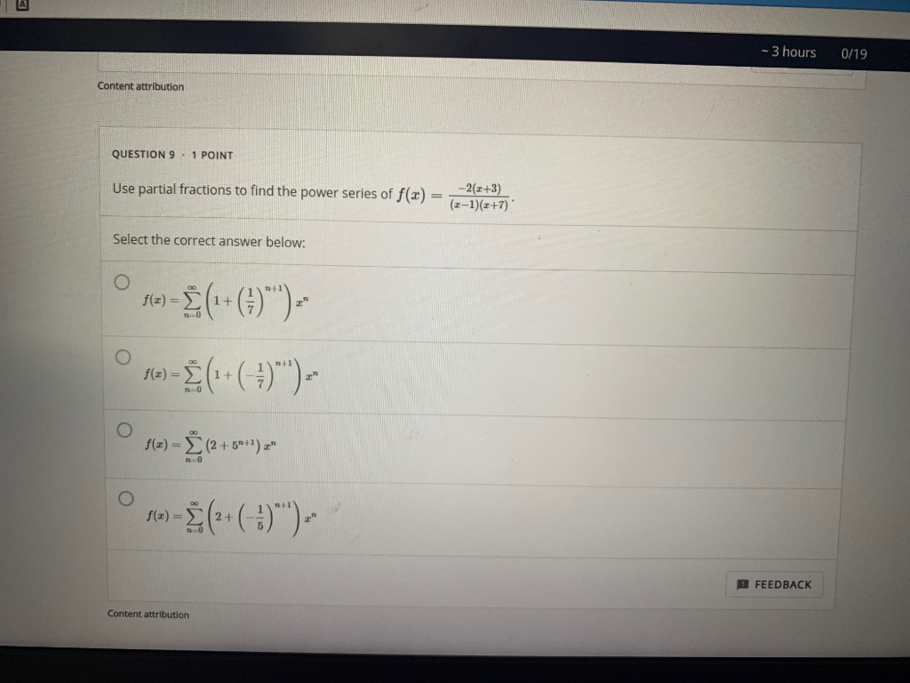 Solved - 3 hours 0/19 Content attribution QUESTION 9.1 POINT | Chegg.com