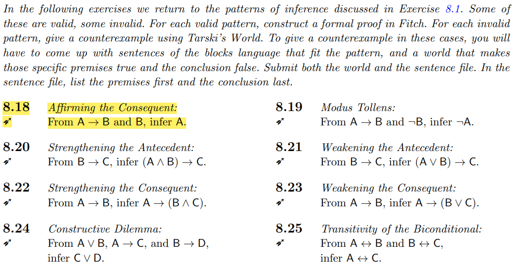 Solved 8.18 Affirming the Consequent: From A → B and B, | Chegg.com