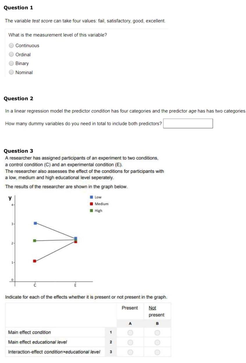 Solved Question 1 The variable test score can take four | Chegg.com