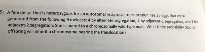 Solved 5) A female rat that is heterozygous for an autosomal | Chegg.com
