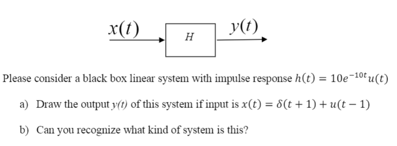 Solved x(0) vít) H Please consider a black box linear system | Chegg.com