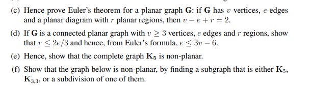 (c) Hence prove Euler's theorem for a planar graph G | Chegg.com