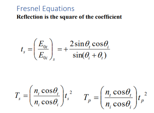 Solved Calculate the Fresnel coefficients and also the | Chegg.com